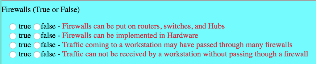 Solved Firewalls (True or False) true false- Firewalls can | Chegg.com