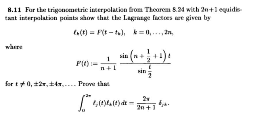 8.11 For the trigonometric interpolation from Theorem | Chegg.com
