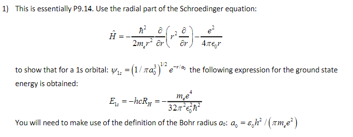 Solved This is essentially P9.14. Use the radial part of the | Chegg.com