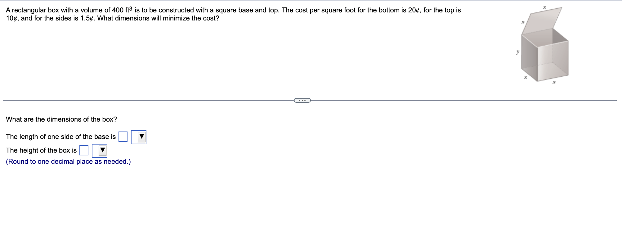 Solved A rectangular box with a volume of 400 ft³ is to be | Chegg.com