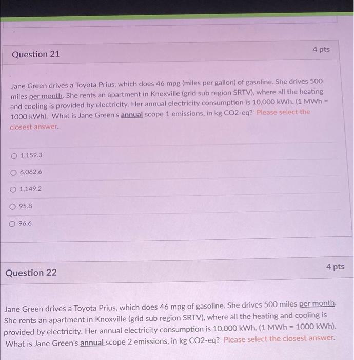 Solved Jane Green drives a Toyota Prius, which does 46mpg | Chegg.com