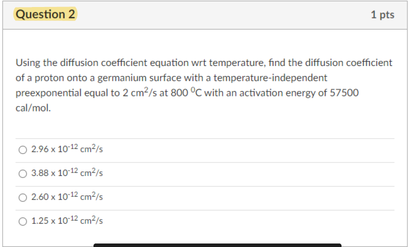 Solved Using the diffusion coefficient equation wrt | Chegg.com