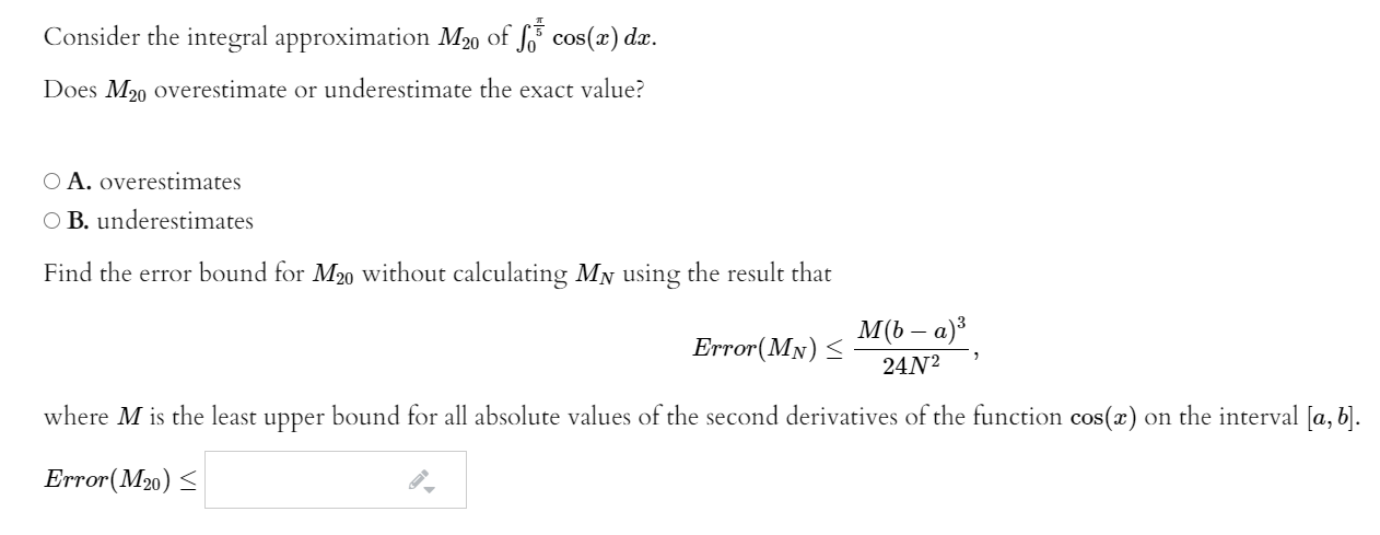 Solved Use the Error Bound to find the least possible value | Chegg.com