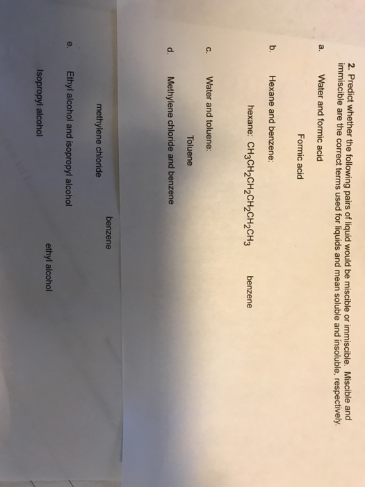 Solved 2. Predict whether the following pairs of liquid | Chegg.com