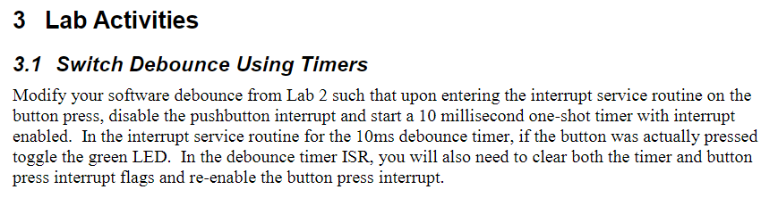 Solved 3 Lab Activities 3 3.1 Switch Debounce Using Timers | Chegg.com