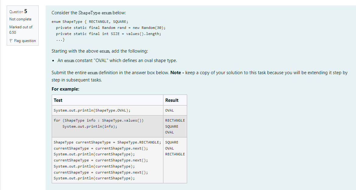 Solved Question 5 Not complete Marked out of 0.50 Consider | Chegg.com