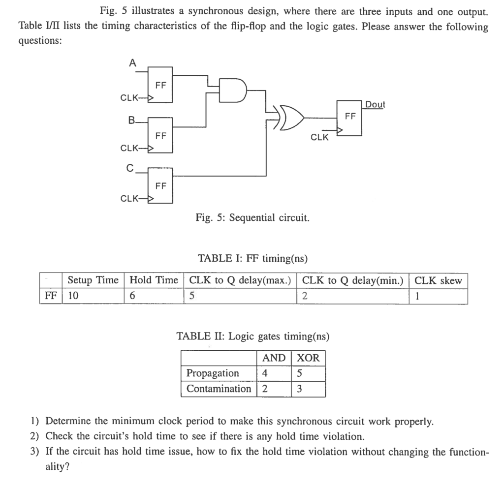 Solved Fig. 5 illustrates a synchronous design, where there | Chegg.com
