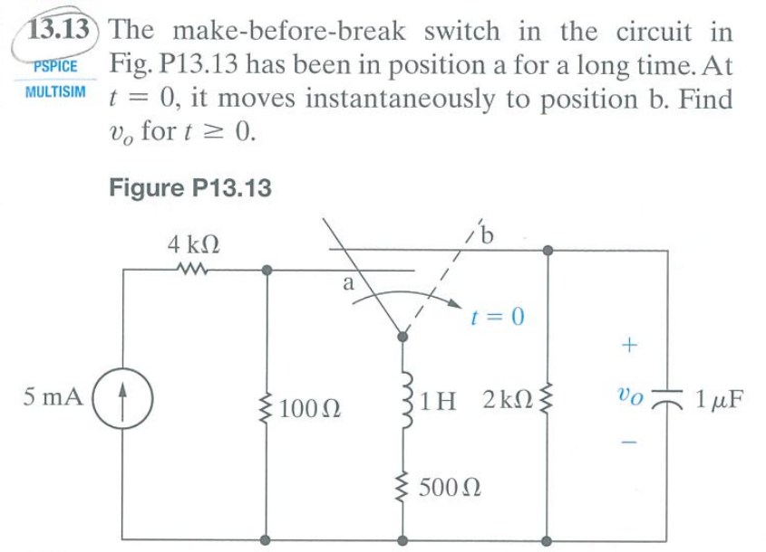 Solved 013 The make-before-break switch in the circuit in | Chegg.com