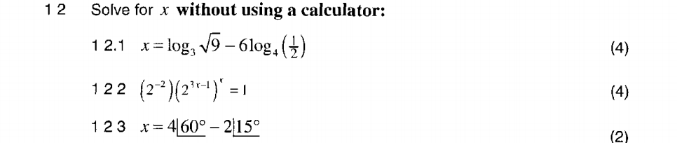 Solved 2 Solve for x without using a calculator: | Chegg.com