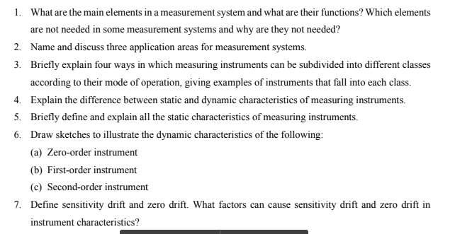 Solved 1. What are the main elements in a measurement system | Chegg.com