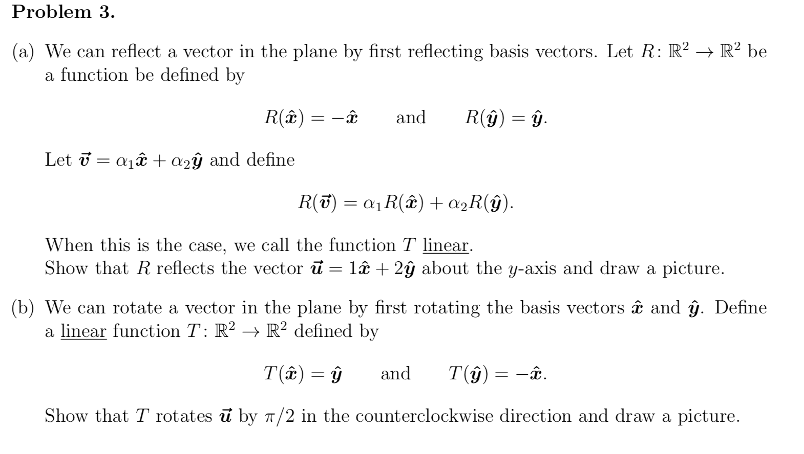 Solved Problem 3. (a) We can reflect a vector in the plane | Chegg.com