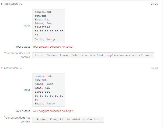 1: Print to Monitor A 0/20 Input course.txt out.txt | Chegg.com
