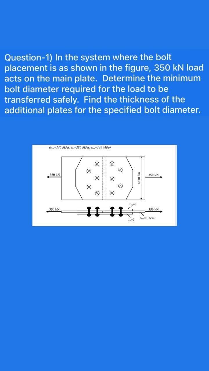Solved Question-1) In the system where the bolt placement is | Chegg.com