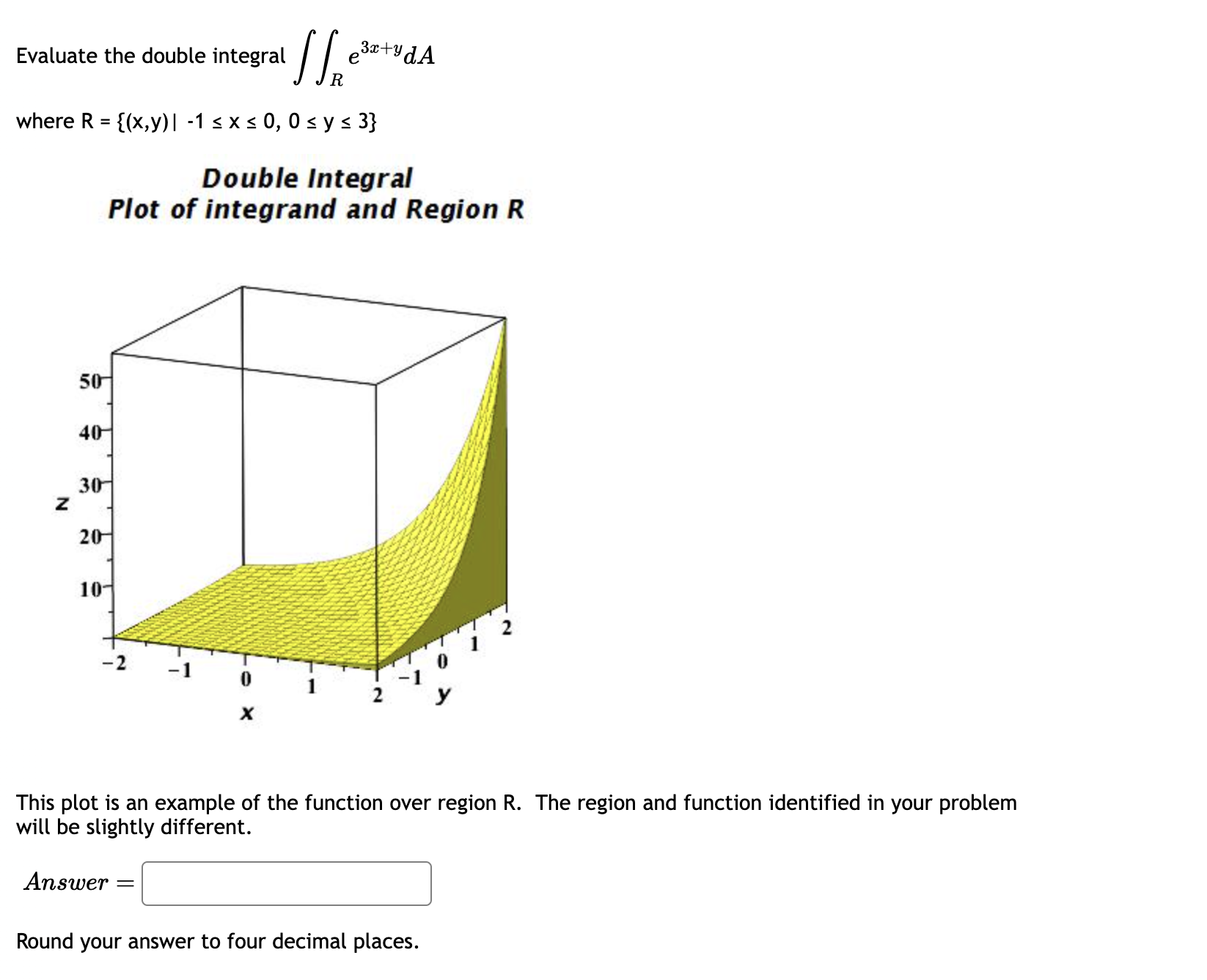 Solved Evaluate the double integral ∬Re3x+ydA where | Chegg.com