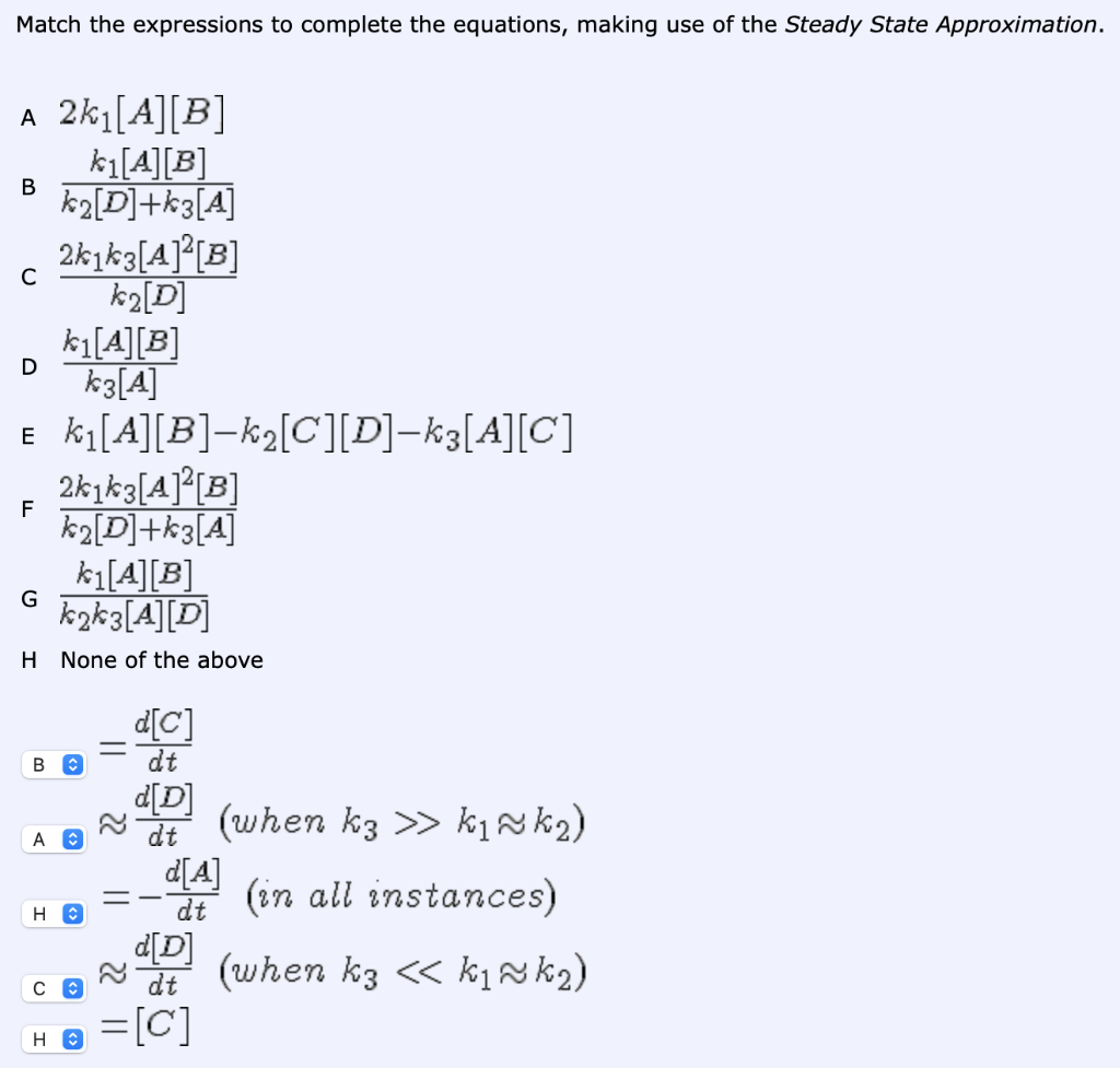 Solved Chemical Kinetics Steady State Approximation