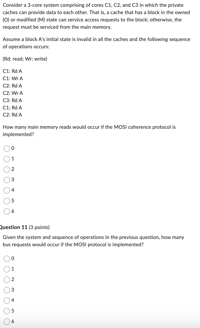 Solved Consider a 3-core system comprising of cores C1, C2, | Chegg.com