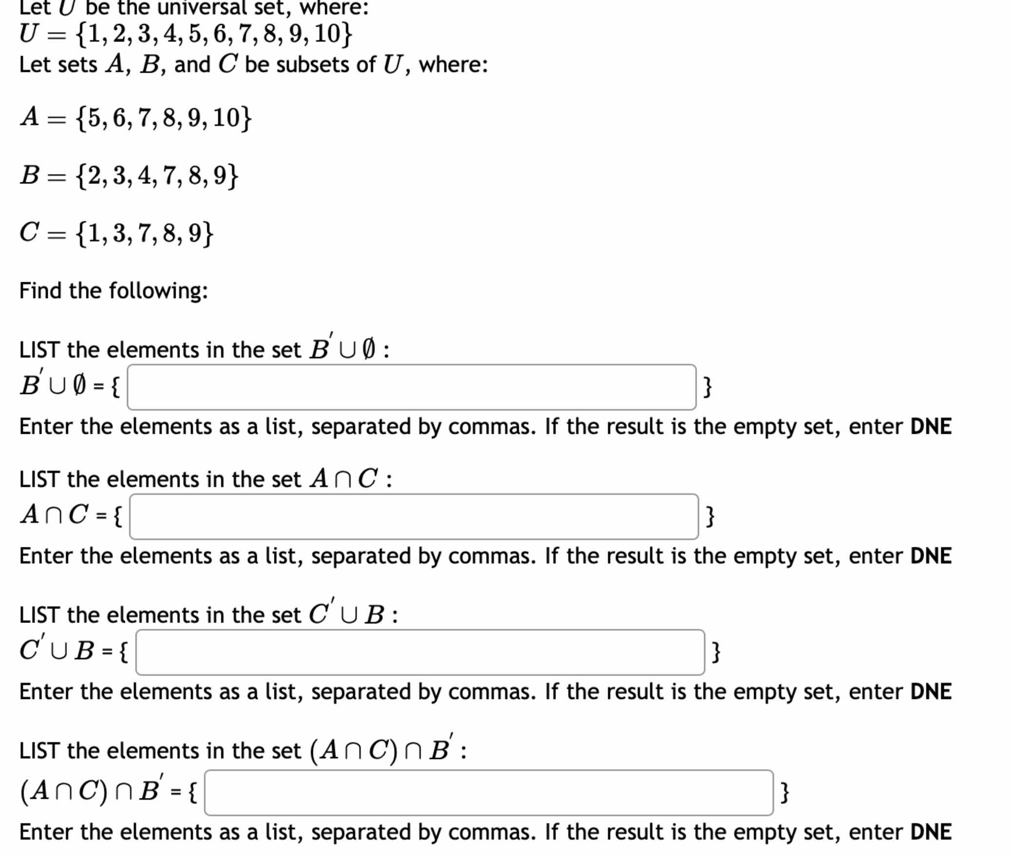Solved Let U ﻿be the universal set, | Chegg.com