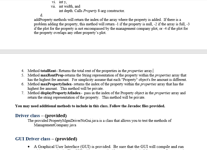 Data Manager class - ManagementCompany.java This | Chegg.com