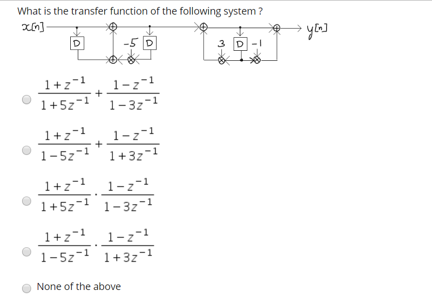 Solved What is the transfer function of the following | Chegg.com