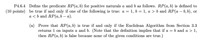 Solved P4.6.4 Define the predicate RP(a,b) for positive | Chegg.com