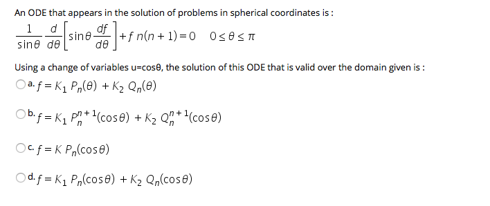 Solved An ODE that appears in the solution of problems in | Chegg.com