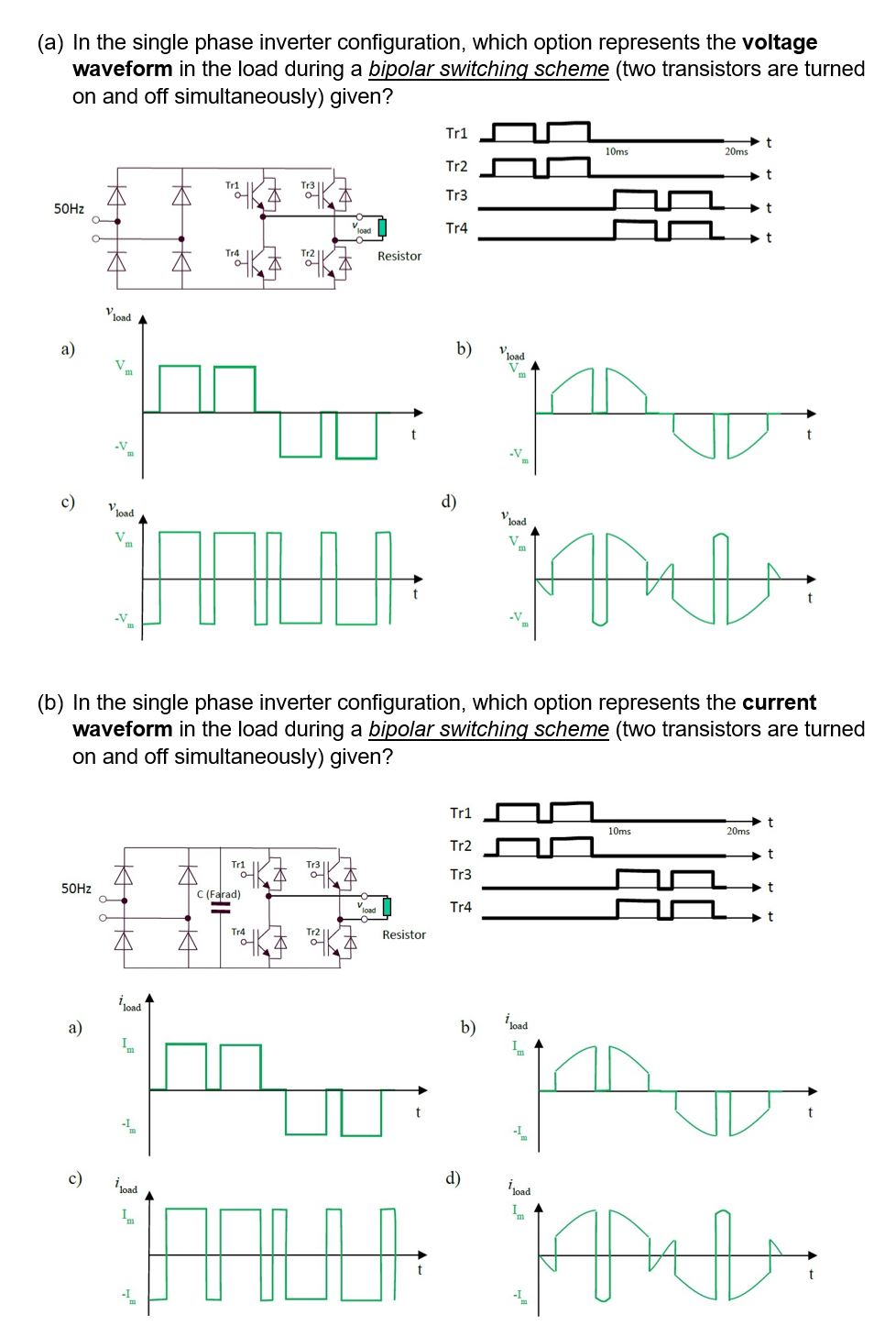 Solved (a) In the single phase inverter configuration, which | Chegg.com