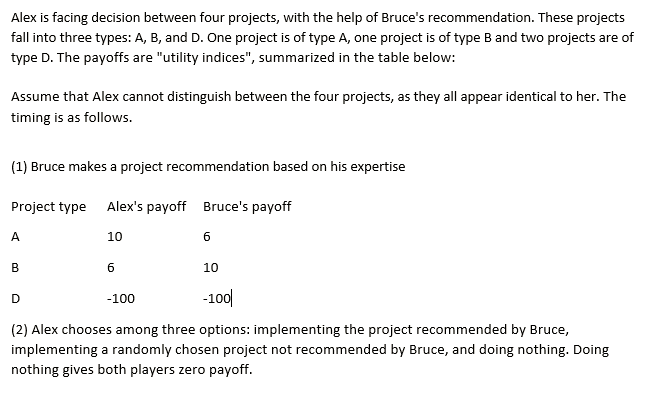 Solved Alex is facing decision between four projects, with | Chegg.com