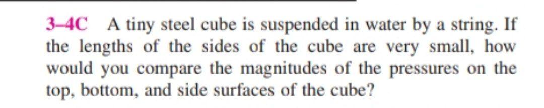 Solved 3-4C A tiny steel cube is suspended in water by a | Chegg.com