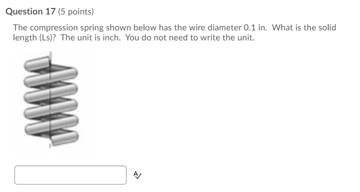 Solved Question 17 (5 points) The compression spring shown | Chegg.com