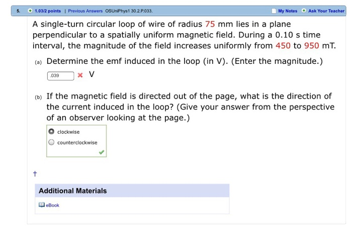 Solved A single-turn circular loop of wire of radius 75 mm | Chegg.com