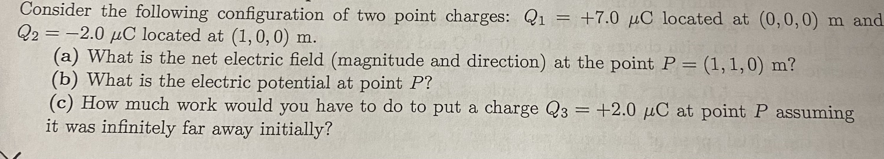 Solved Consider the following configuration of two point | Chegg.com