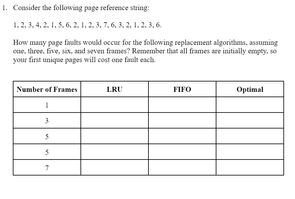 Solved Consider the following page reference | Chegg.com
