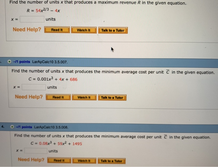 Solved Find The Number Of Units X That Produces A Maximum Chegg