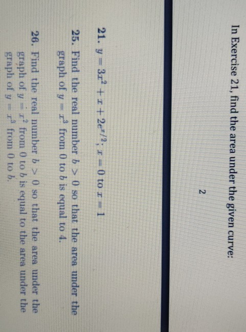 Solved In Exercise 21, find the area under the given curve: | Chegg.com