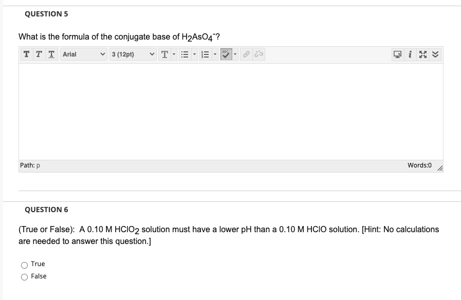 Solved QUESTION 5 What is the formula of the conjugate base | Chegg.com