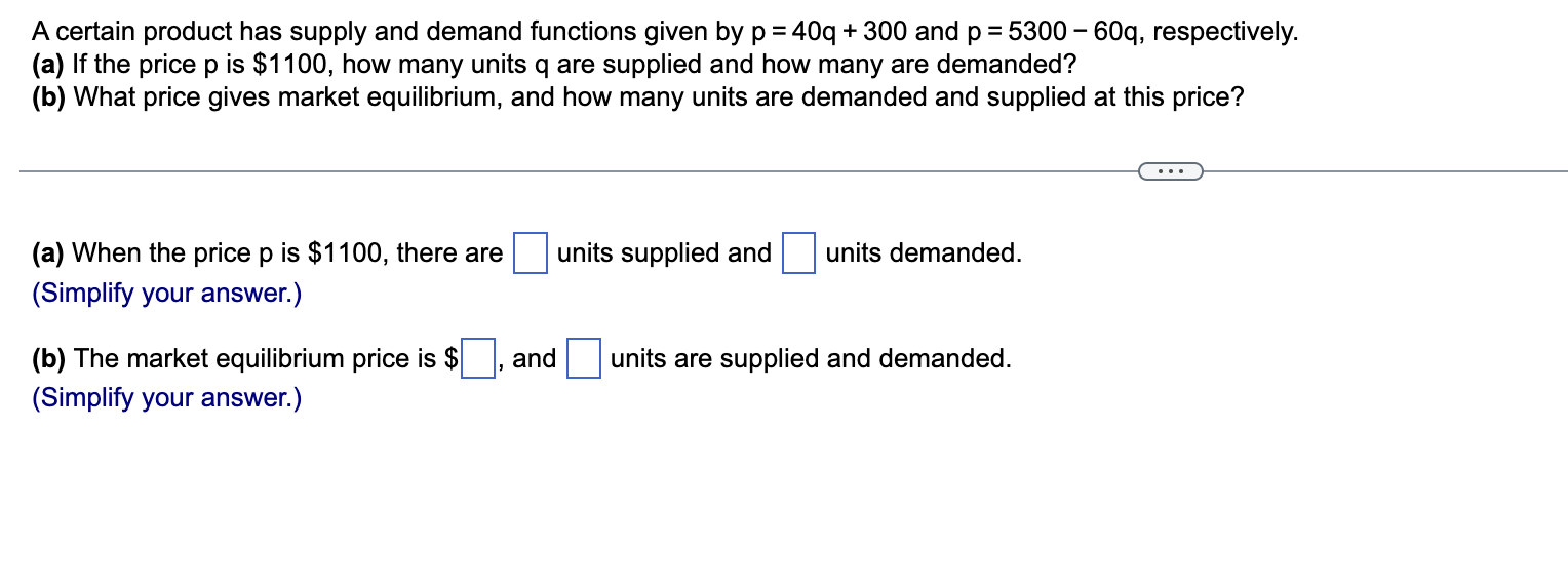 Solved A certain product has supply and demand functions | Chegg.com