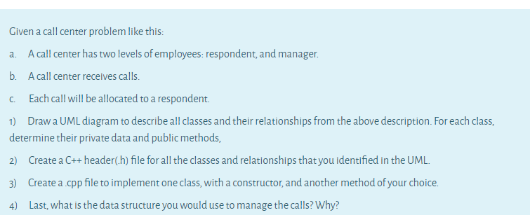 Solved a. C. Given a call center problem like this: A call | Chegg.com