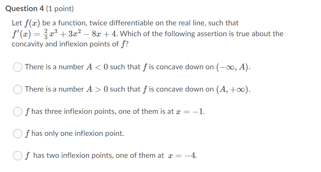 Solved Question 4 (1 point) Let f(x) be a function, twice | Chegg.com