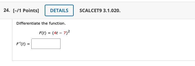 Solved 24. [-11 Points) DETAILS SCALCET9 3.1.020. | Chegg.com