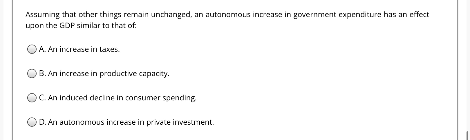 Solved Assuming that other things remain unchanged, an | Chegg.com
