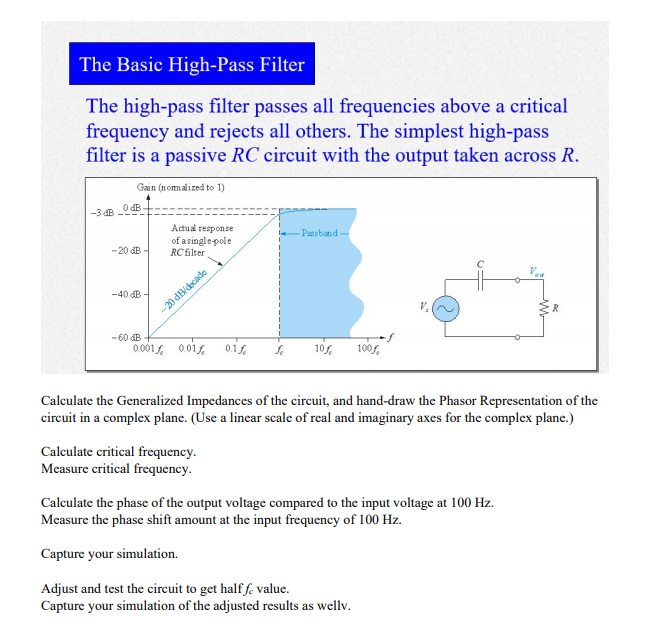 Solved Basic filter Responses A filter is a circuit that | Chegg.com