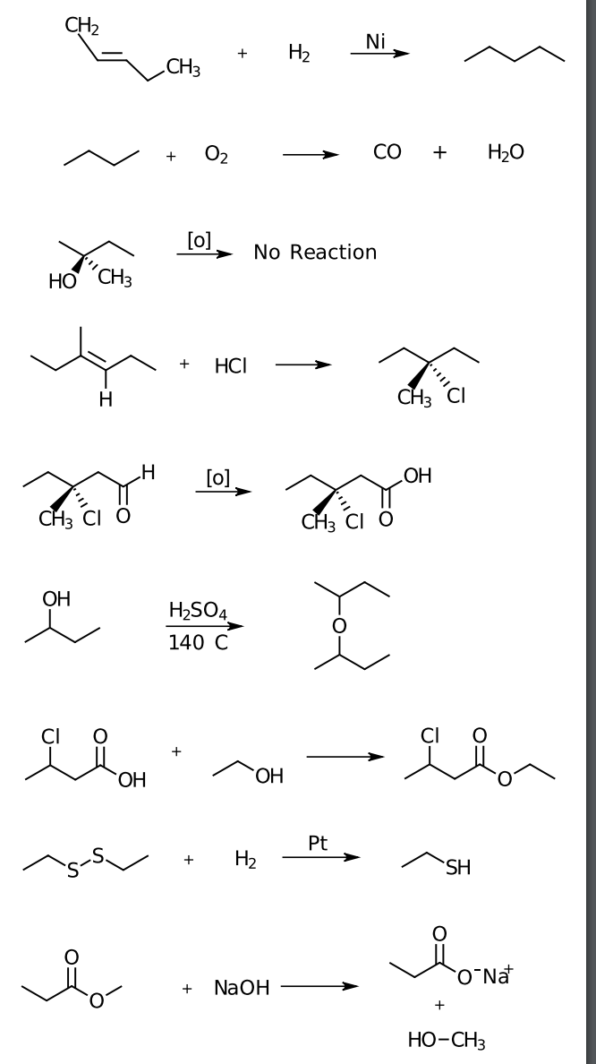Solved CH2 Ni H2 CH3 + CO + H2O [o] No Reaction HOCHZ + HCI | Chegg.com