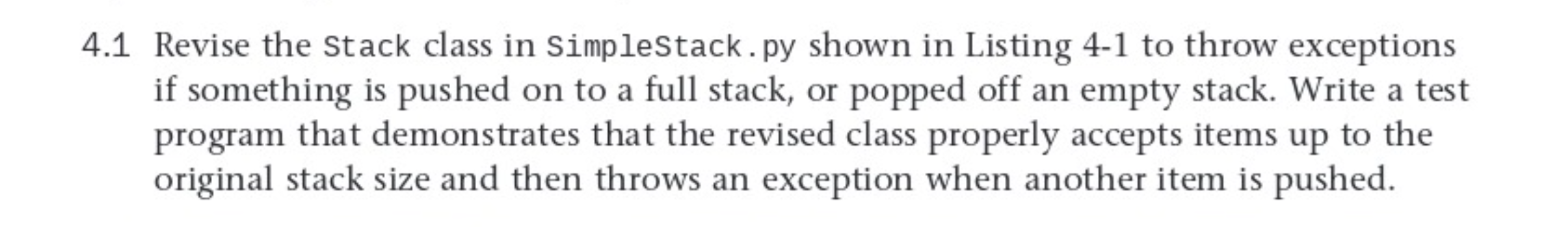 Solved 4.1 Revise the Stack class in Simplestack. py shown | Chegg.com