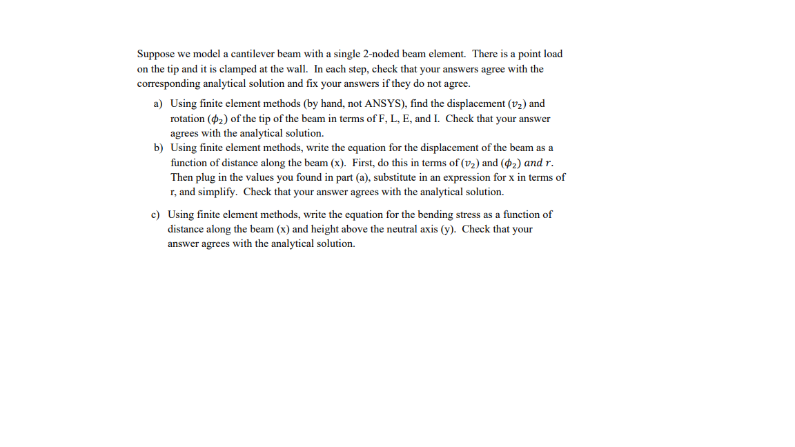 Solved Suppose we model a cantilever beam with a single | Chegg.com