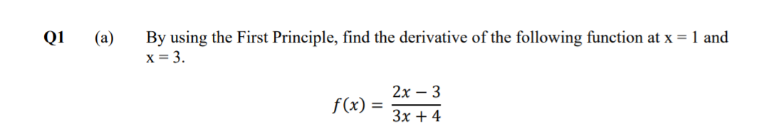 Solved Q1 (a) By using the First Principle, find the | Chegg.com