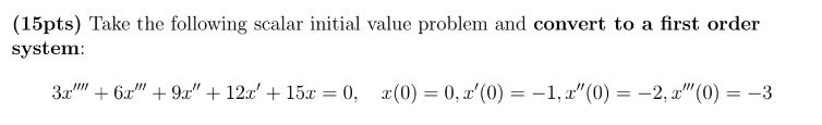Solved (15pts) Take the following scalar initial value | Chegg.com