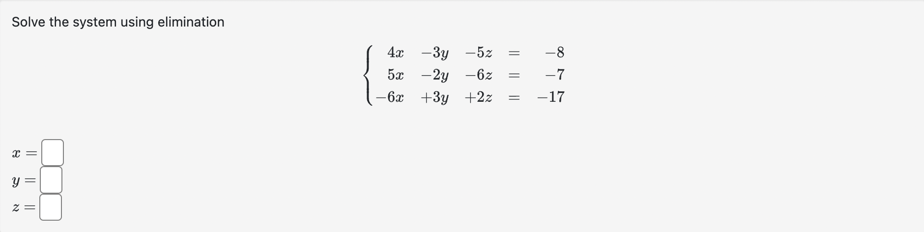 Solved Solve the linear system using elimination | Chegg.com
