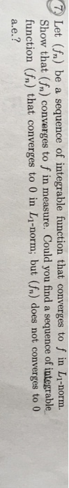 Solved Let (fn) be a sequence of integrable function that | Chegg.com