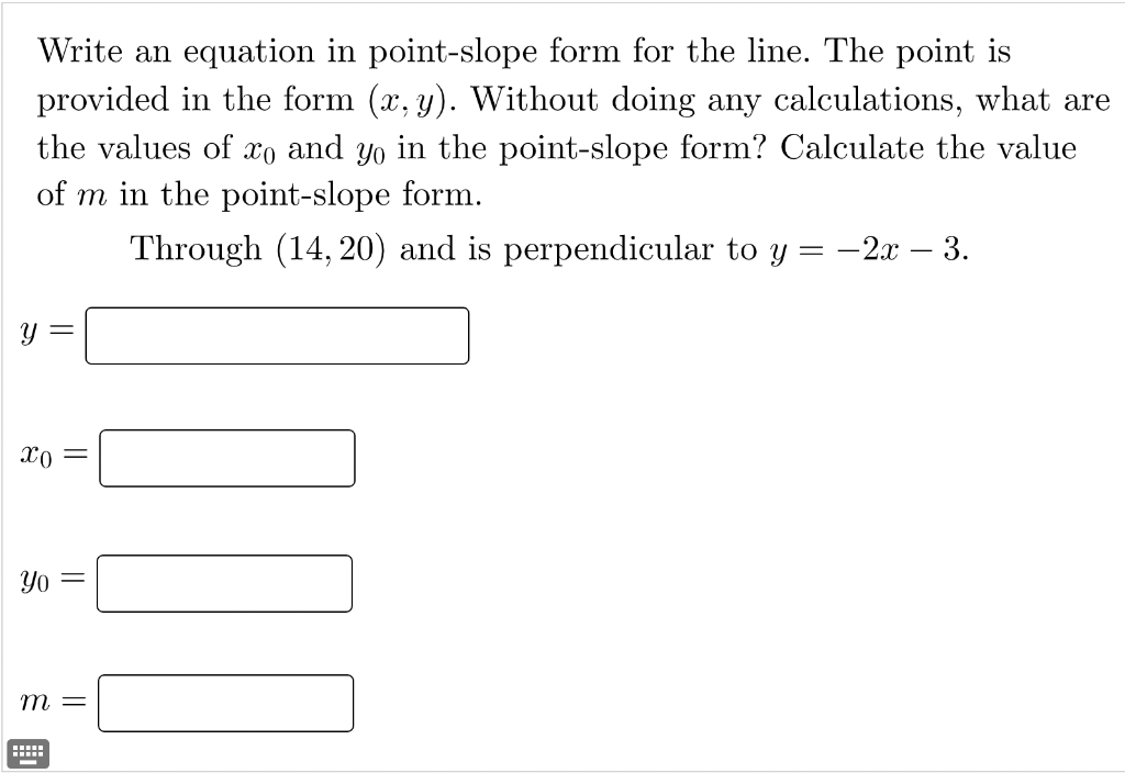 Solved Write an equation in point-slope form for the line. | Chegg.com