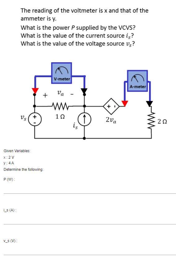 Solved The reading of the voltmeter is x and that of the | Chegg.com